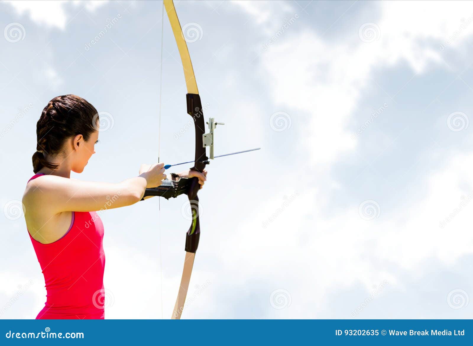 Woman archery against sky stock image. Image of archery - 93202635