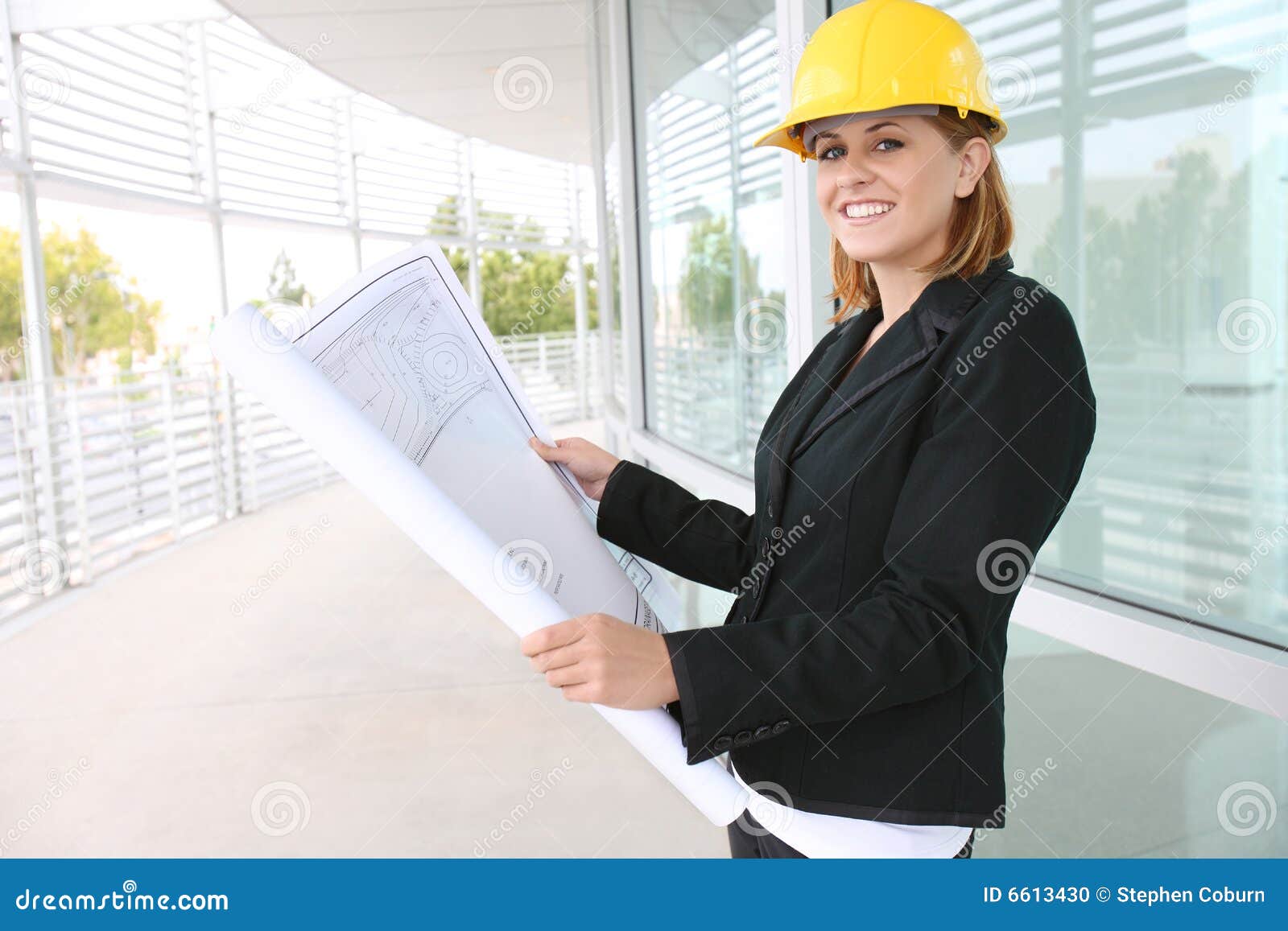 Woman Architect on Construction Site Stock Photo - Image of ...