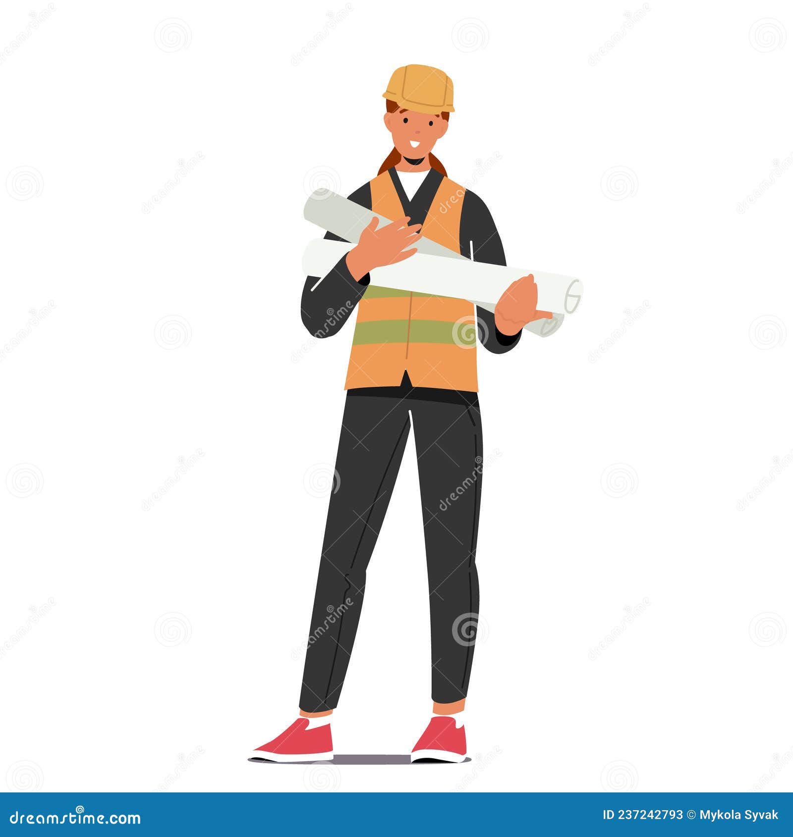 Woman Architect with House Plan, Builder, Construction Engineer Female ...