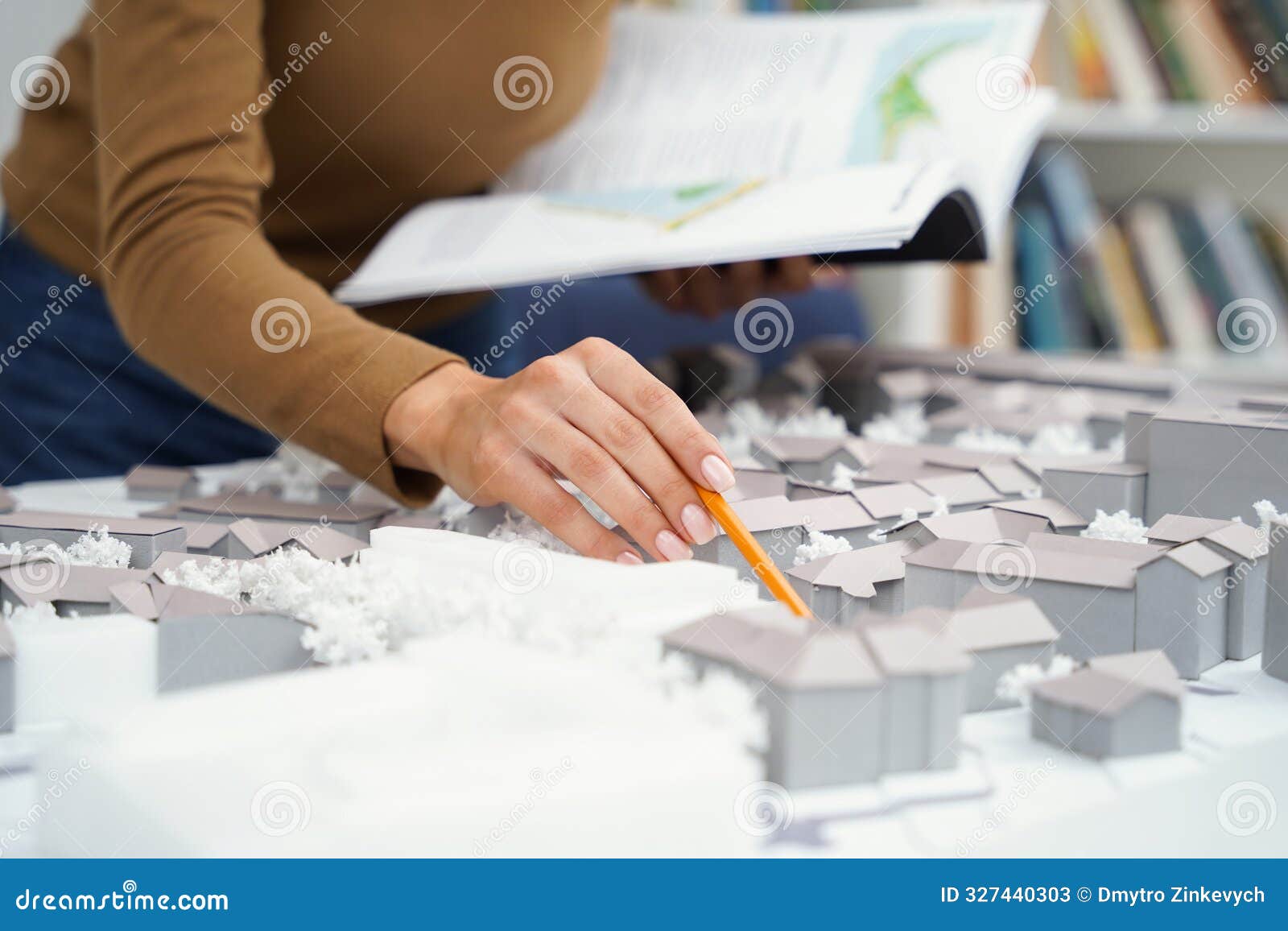 Woman Architect Student Working on Diploma Project in University ...