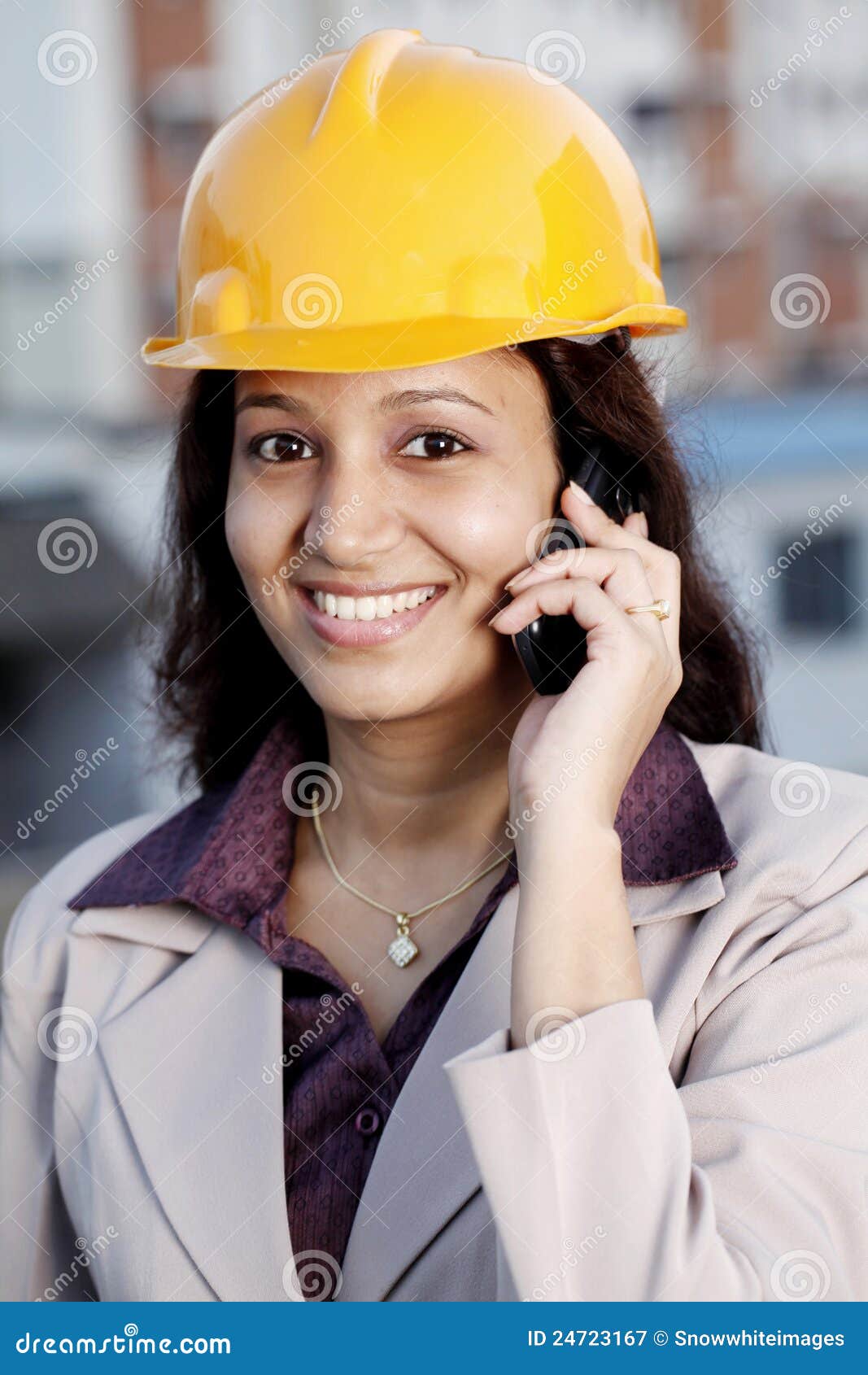 Woman Architect Talking on Cellphone Stock Image - Image of asian ...