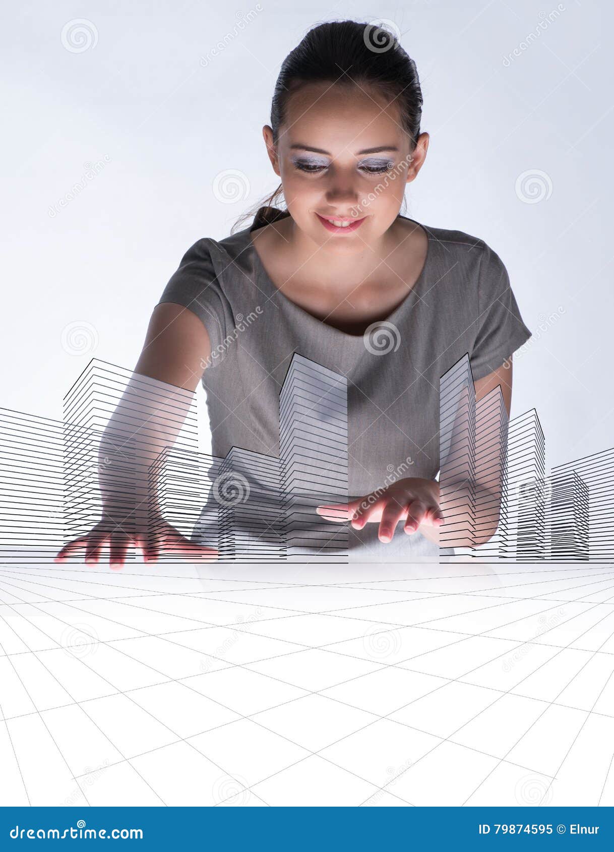 The Woman Architect in Urban Planning Concept Stock Image - Image of ...