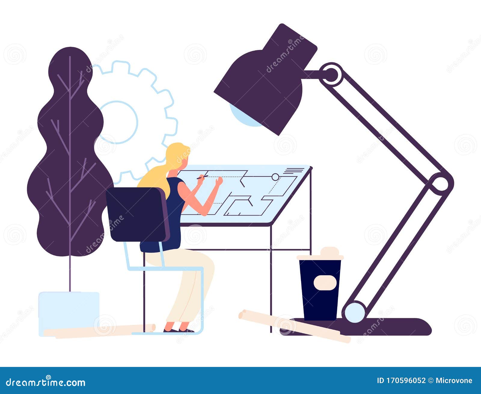 Woman Architect at Work. Vector Girl Engineer Character Stock Vector ... Woman Architect at Work. Vector Girl Engineer Character Stock Vector ...