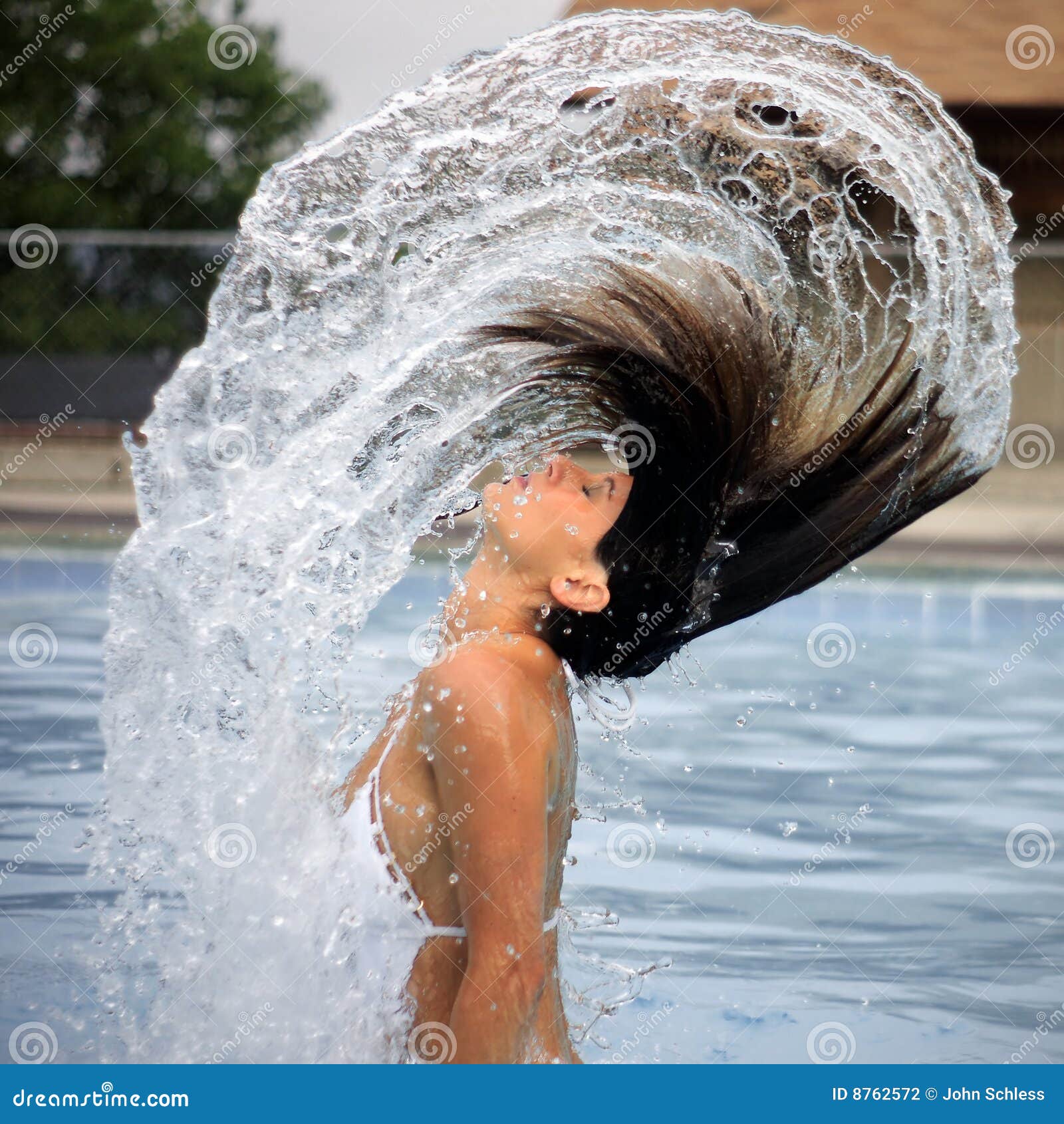 Woman and Arcs of Water in Pool Stock Photo - Image of power, suit: 8762572