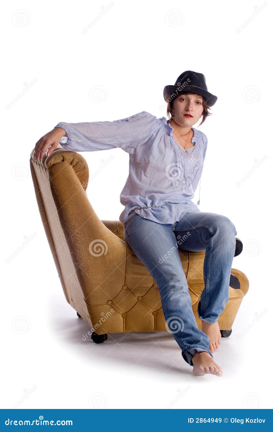 Woman on armchair stock image. Image of young, beautiful - 2864949