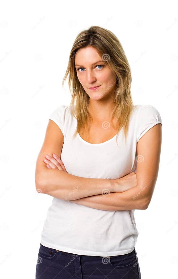 Woman with arms folded stock image. Image of beautiful - 22036575