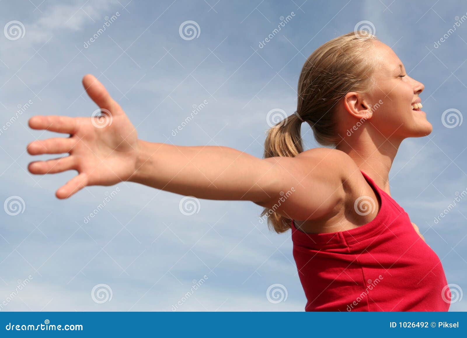 Woman with Arms Outstretched Stock Photo - Image of standing, space ...