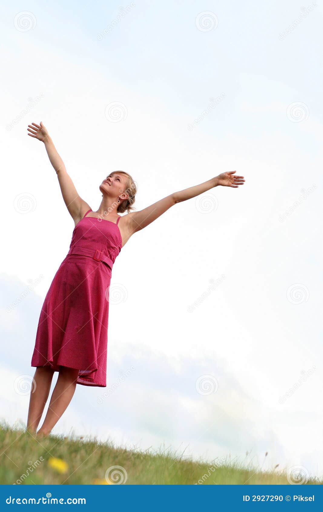 Woman with arms raised stock photo. Image of space, casual - 2927290
