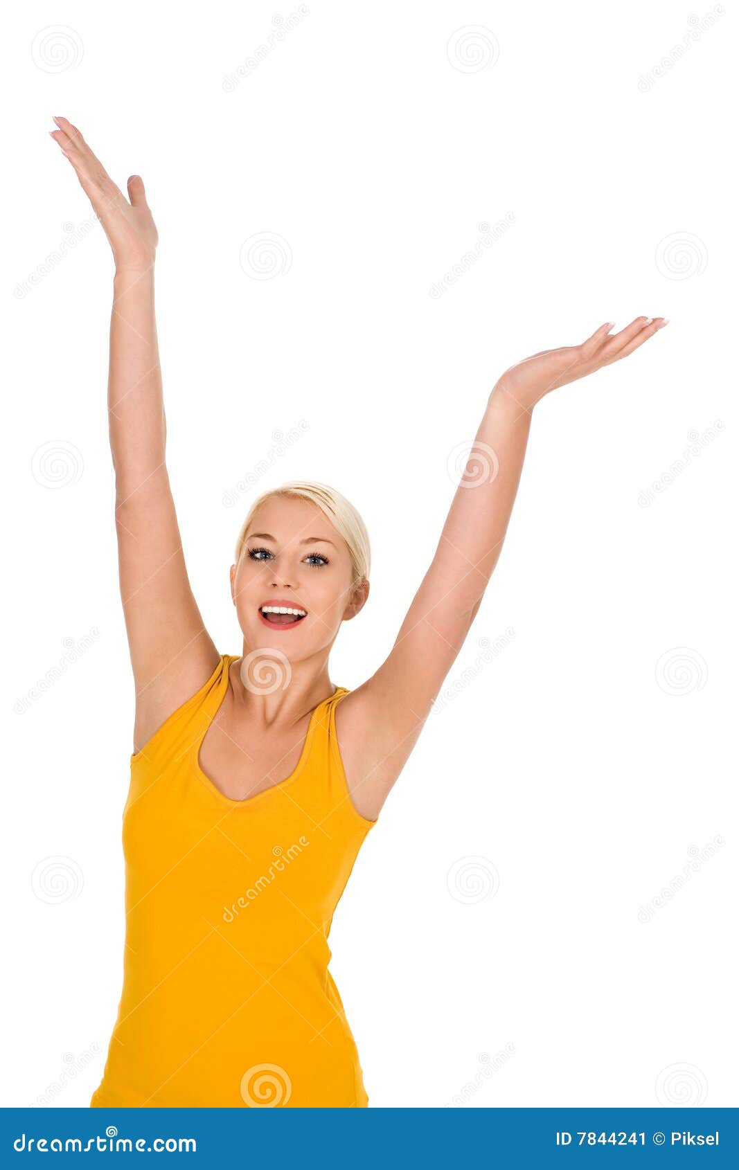 Woman with arms raised stock image. Image of excited, energy - 7844241