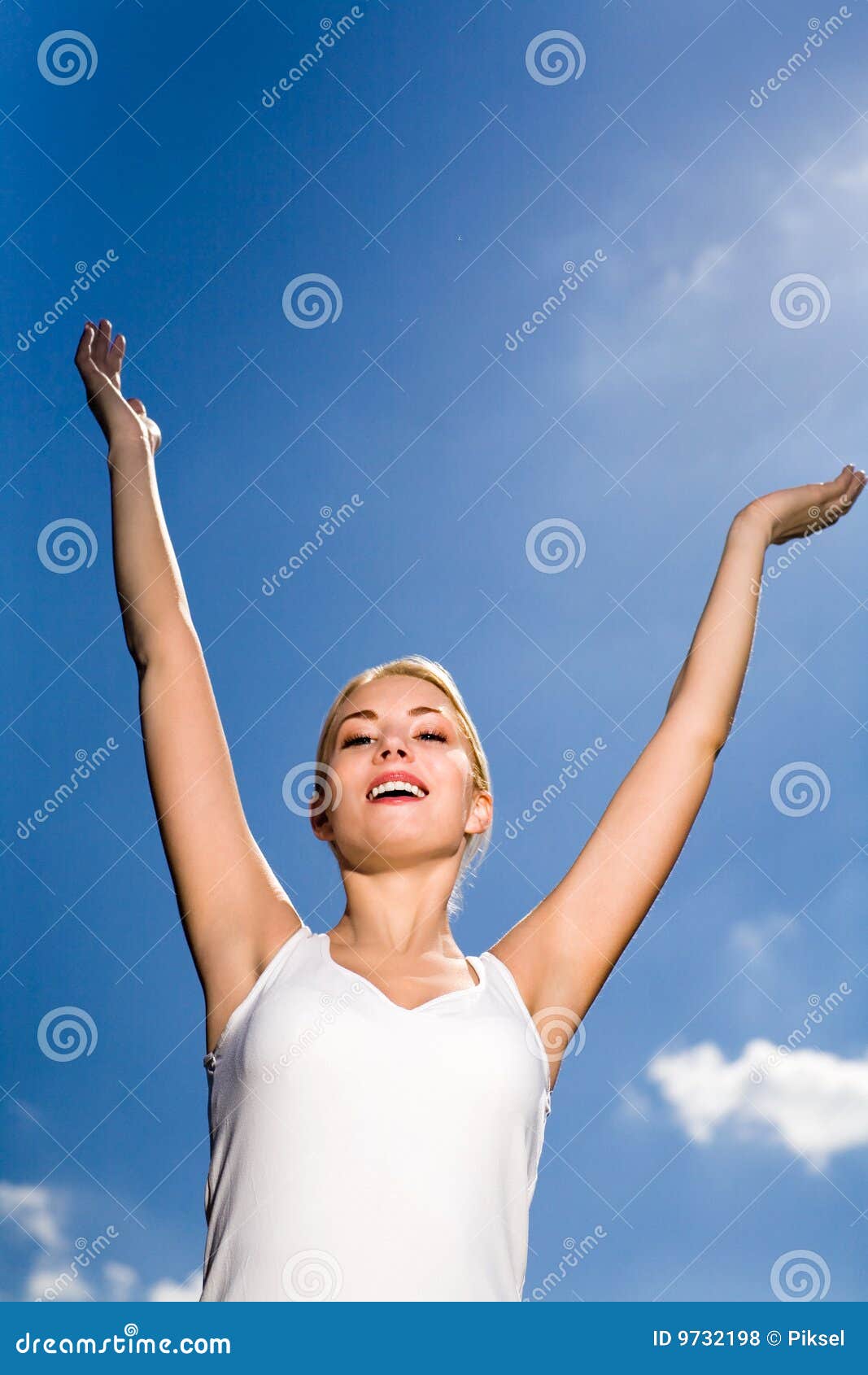 Woman with arms raised stock photo. Image of hands, people - 9732198