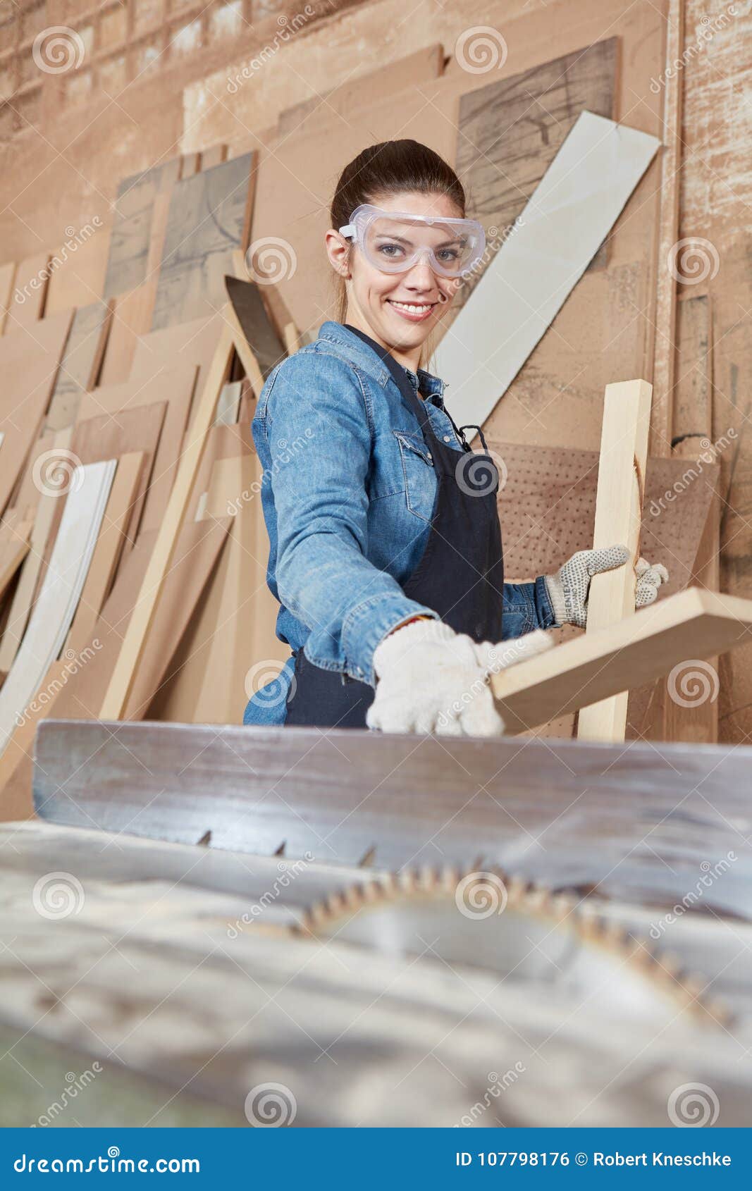 Woman as carpenter stock photo. Image of protection - 107798176