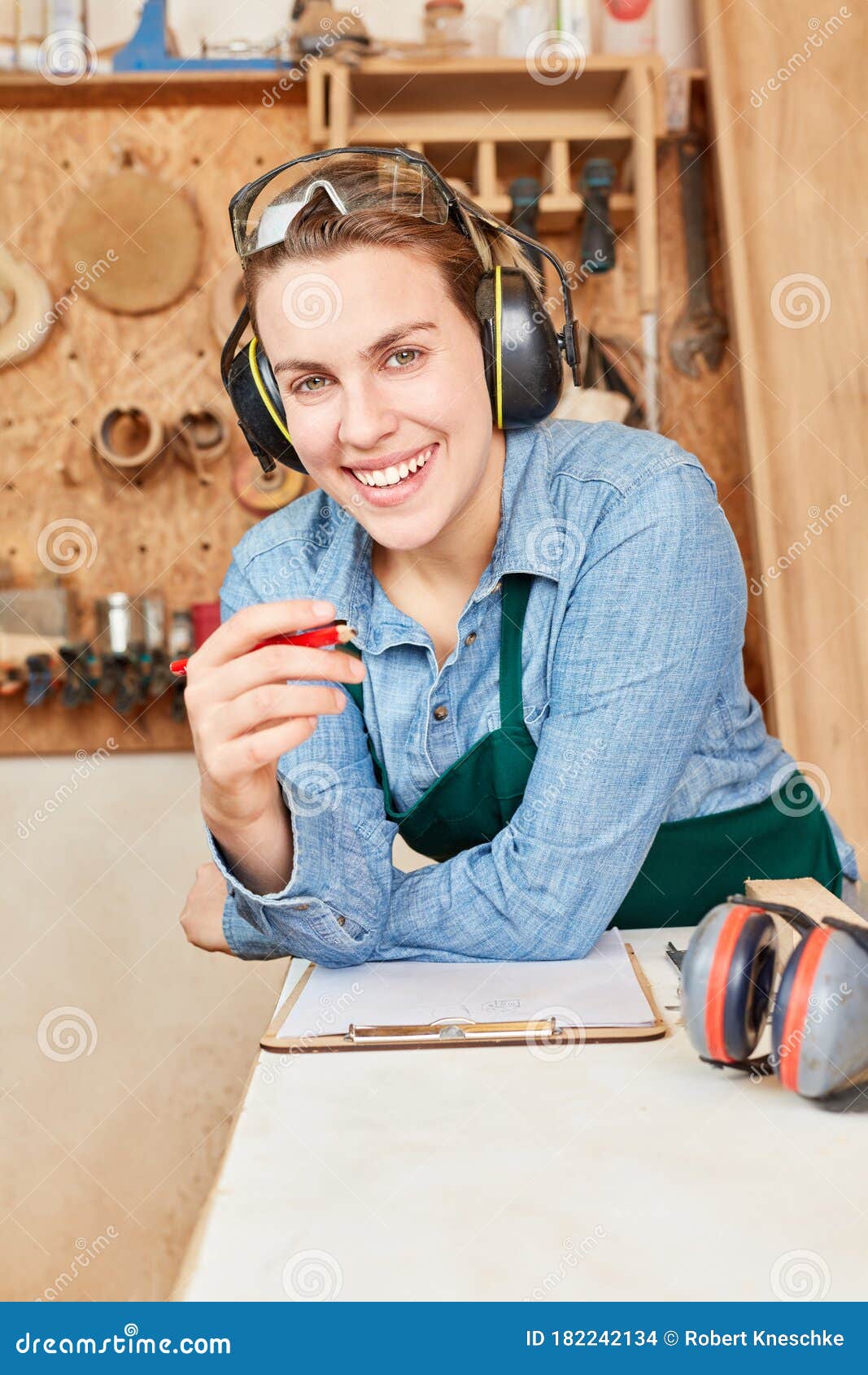 Woman As a Craftsman Apprentice with Checklist Stock Photo - Image of ...
