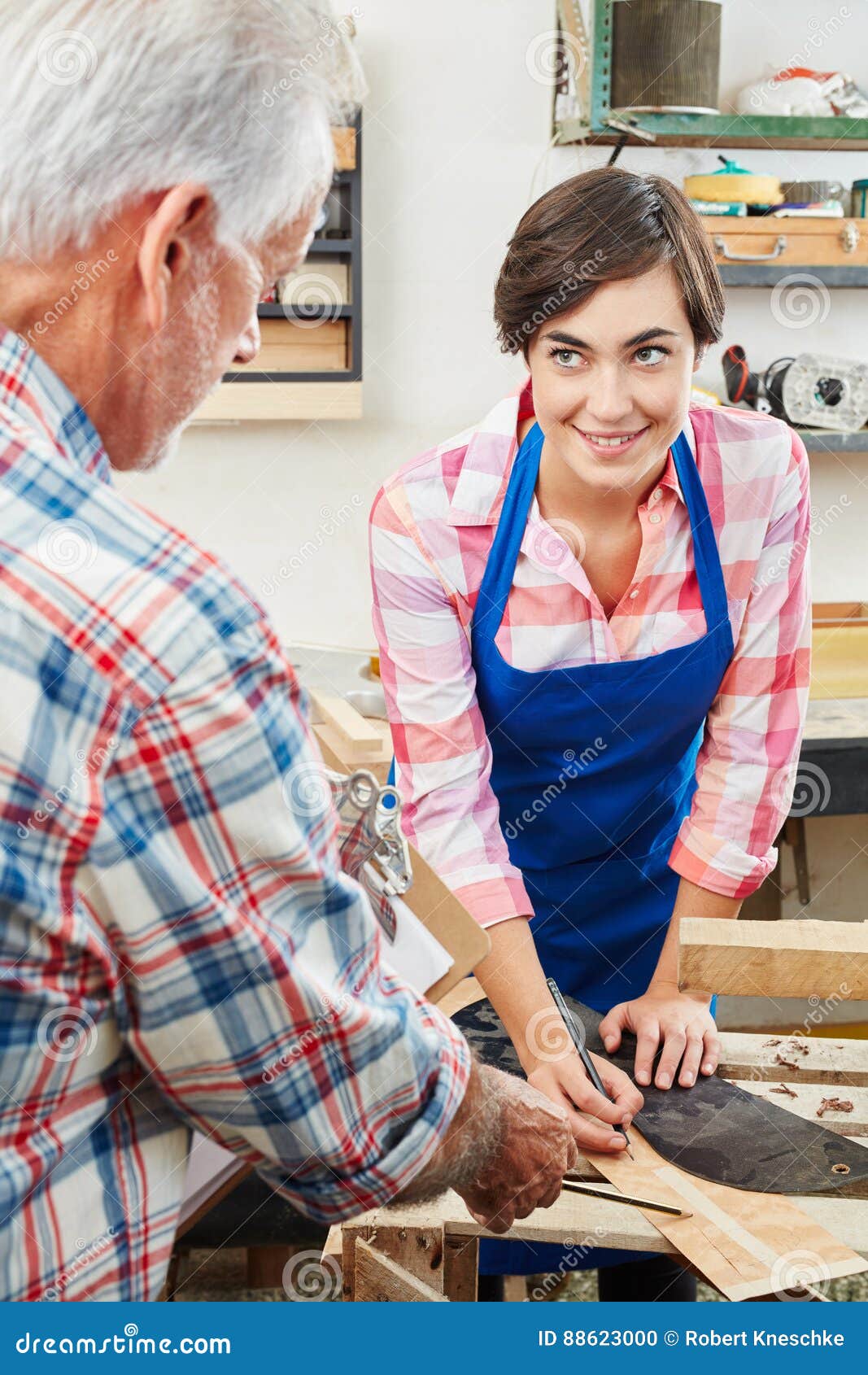 Woman as craftsman trainee stock photo. Image of final - 88623000