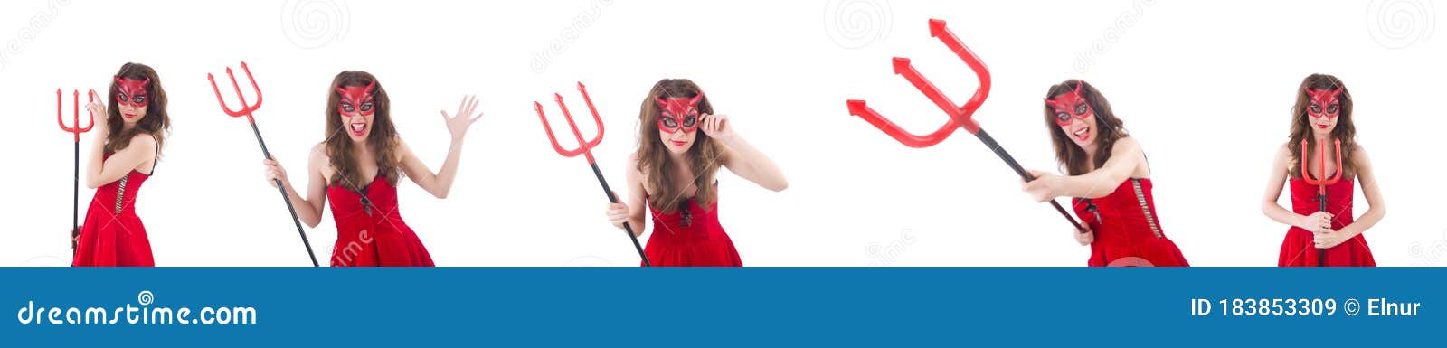 Woman As Red Devil in Halloween Concept Stock Image - Image of horror ...