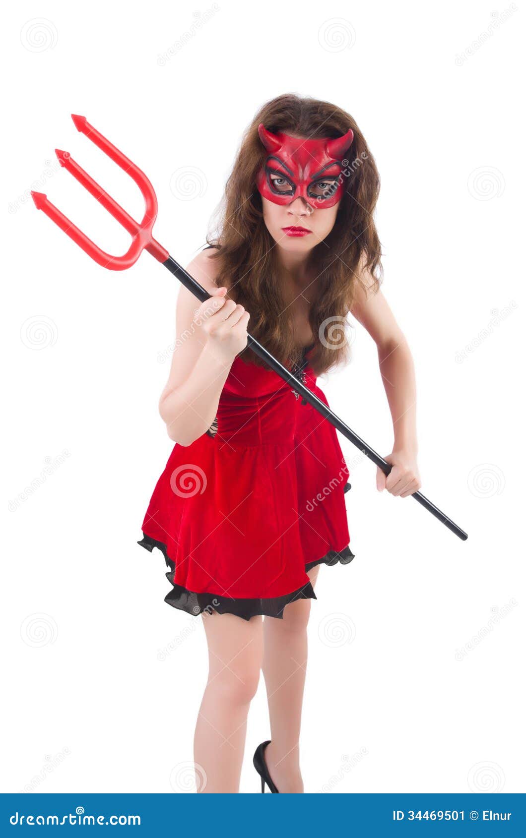 Woman as red devil stock image. Image of monster, halloween - 34469501