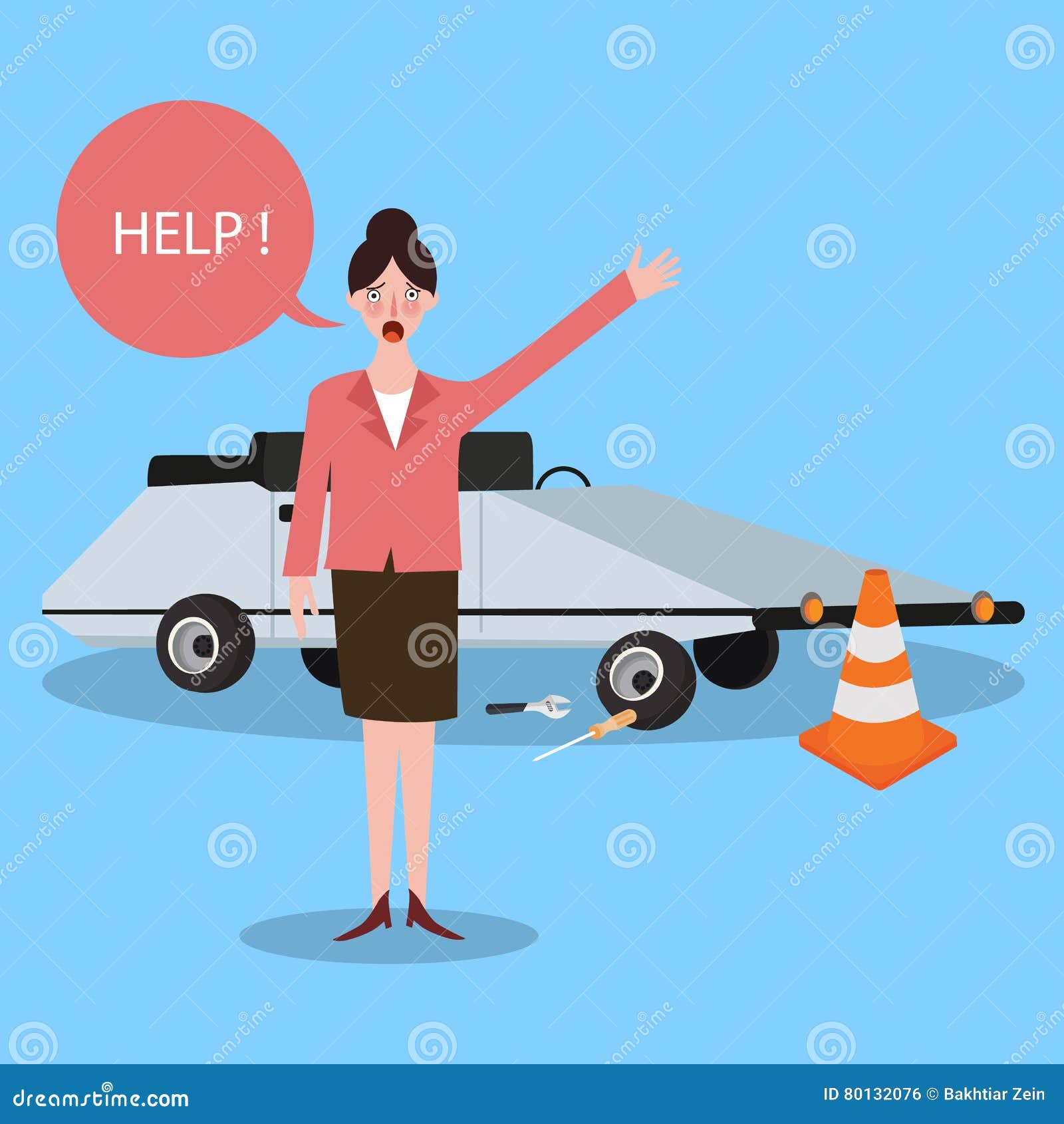 Woman Asking for Help Car Trouble Need Someone Stock Vector ...