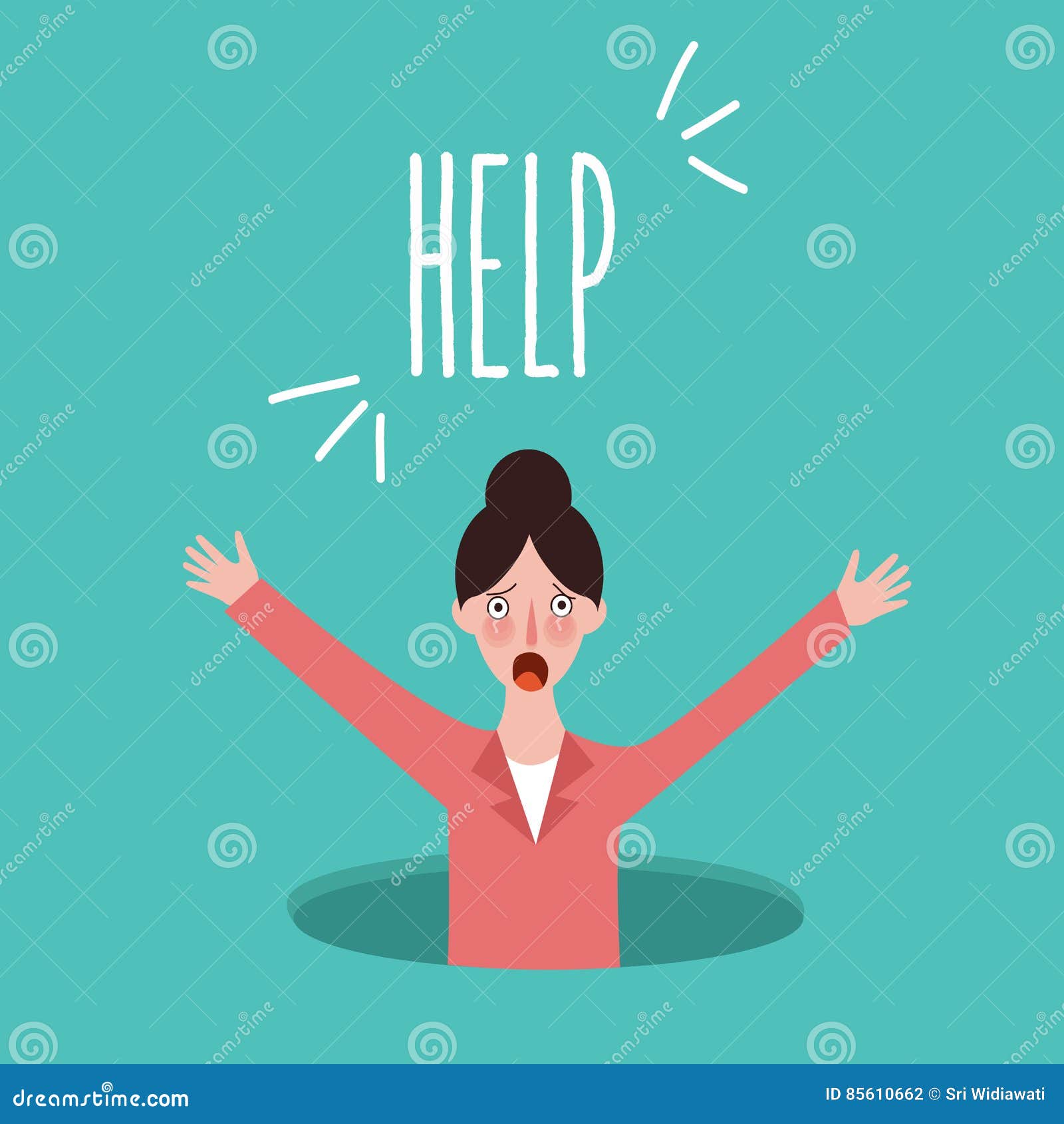 Woman Asking for Help Drowning Concept in Burden Problem Crisis Stock ...
