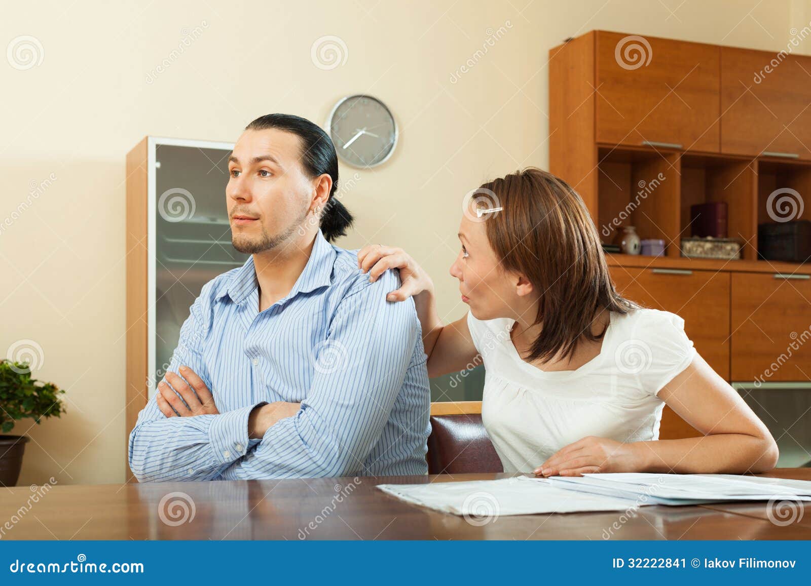 Woman Asking for Money from Husband for the Purchase Stock Image ...