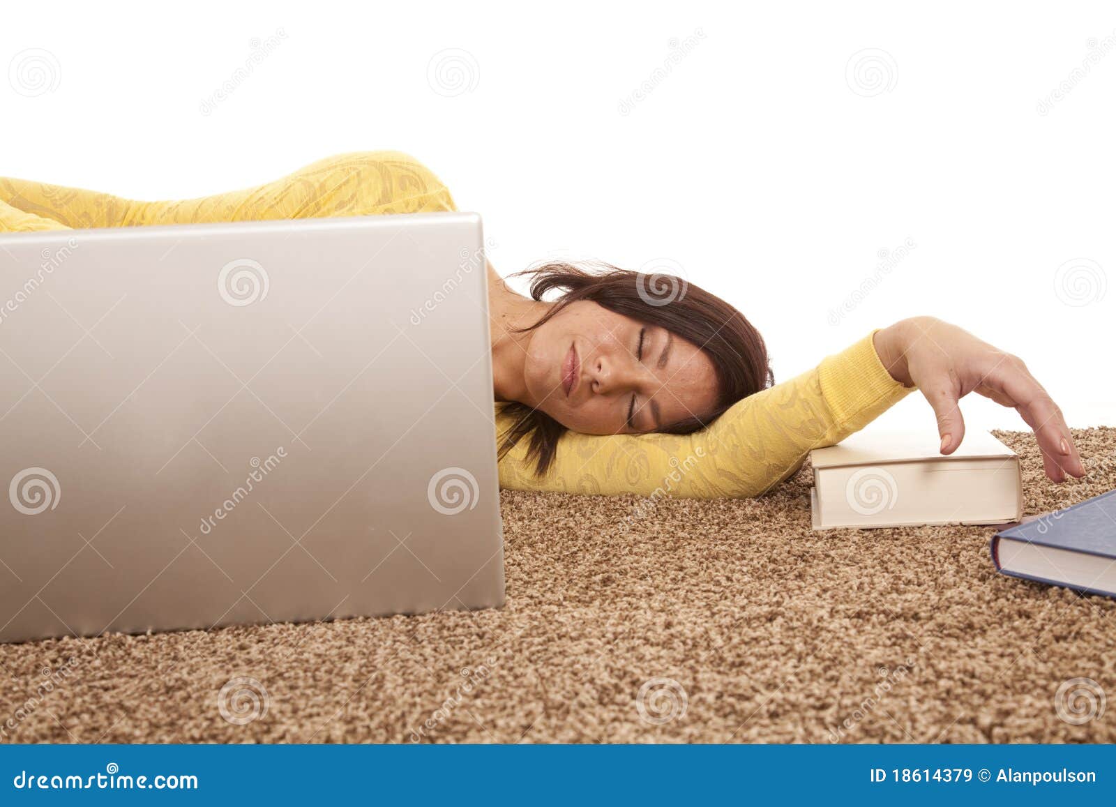 Woman Asleep Behind Computer Stock Image - Image of modern, beauty ...