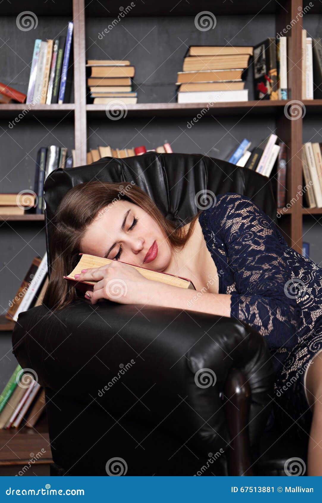 Woman asleep in a book stock image. Image of asleep, books - 67513881