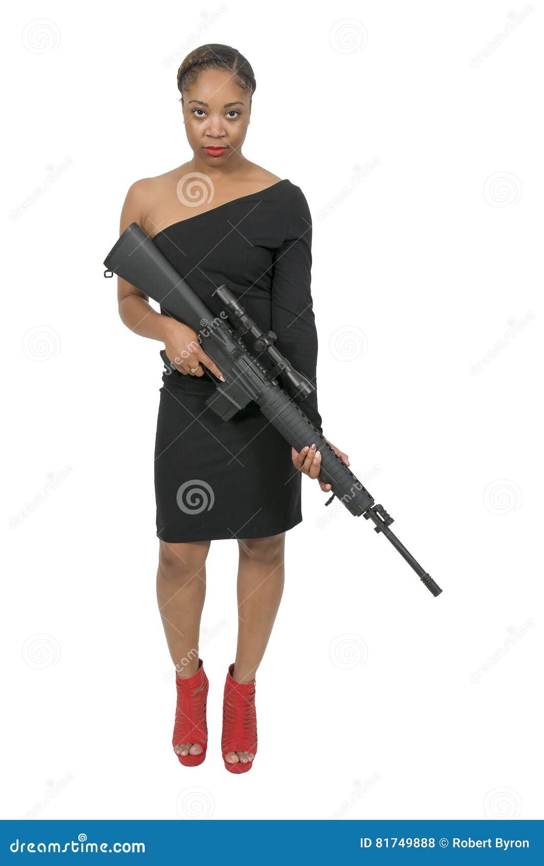 Woman with Assault Rifle stock photo. Image of diversity - 81749888