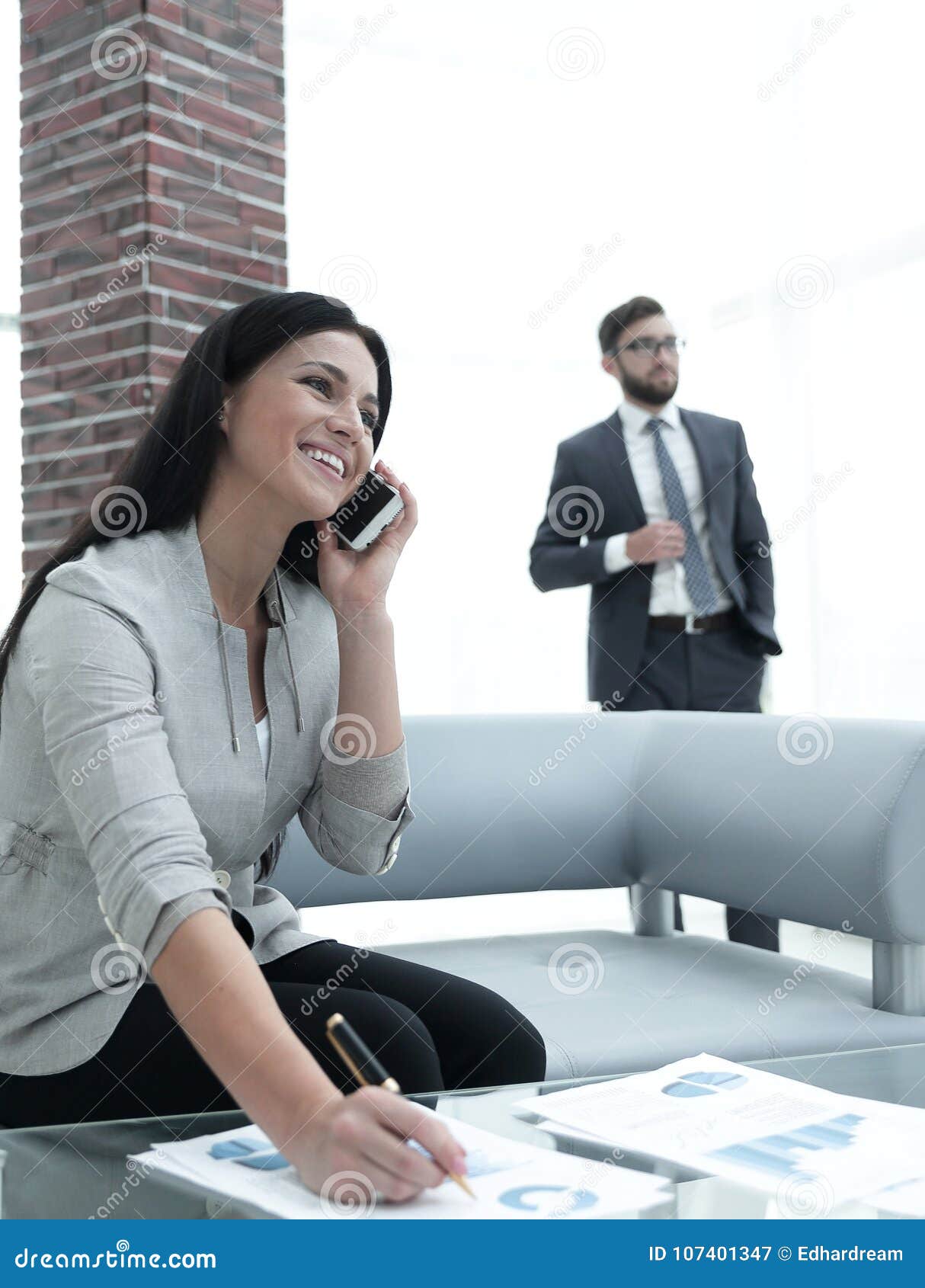 Woman Assistant at the Workplace in the Office Stock Image - Image of ...