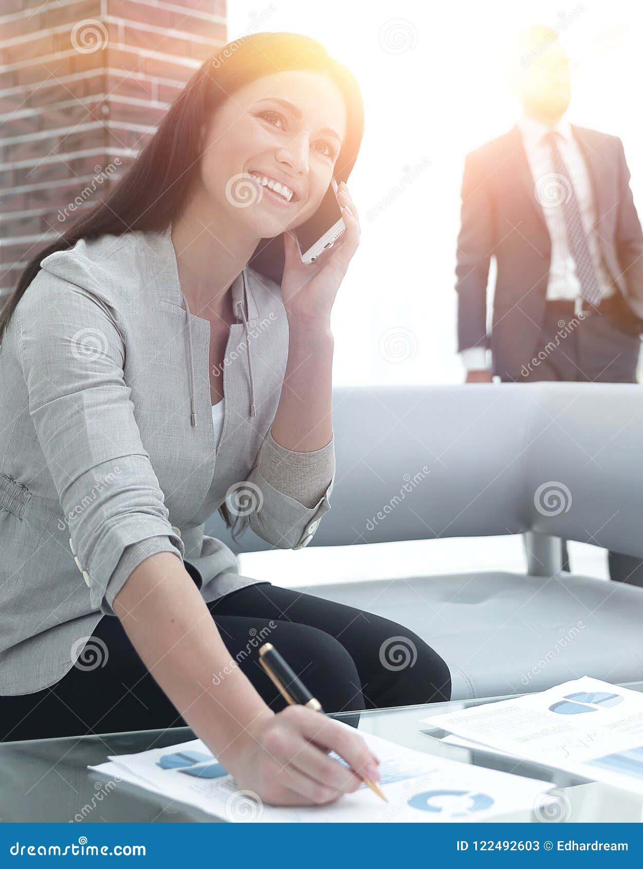 Woman Assistant at the Workplace in the Office Stock Image - Image of ...