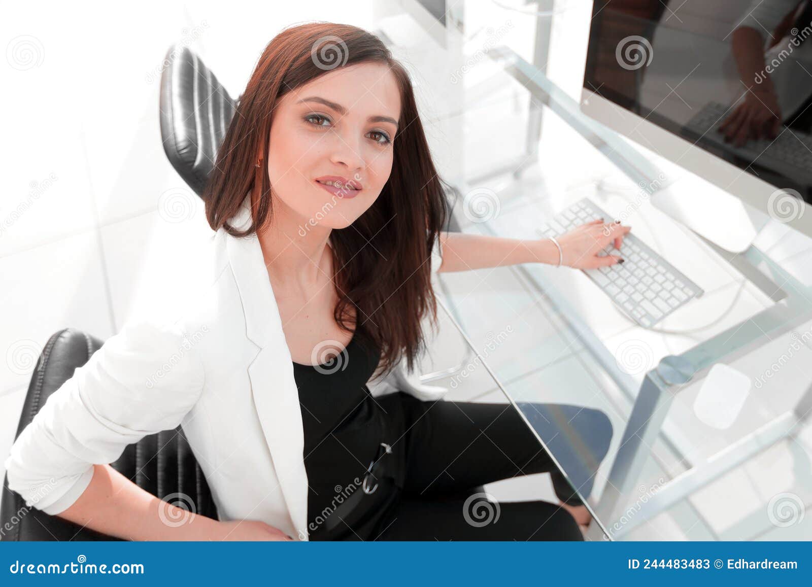 Woman Assistant Working on the Computer. Stock Image - Image of ...