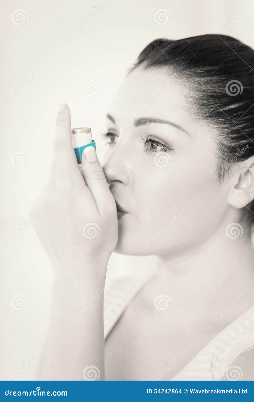 Woman with Asthma Using an Asthma Inhaler Stock Photo - Image of woman ...
