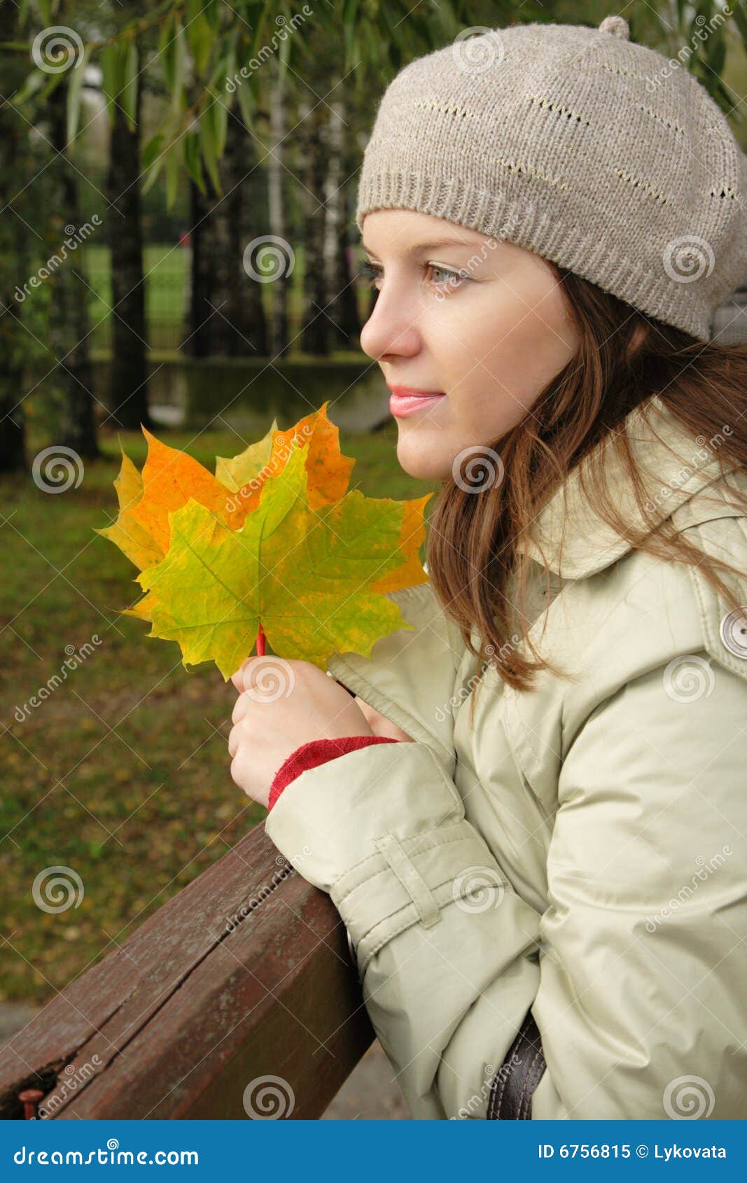 Woman in autumn stock image. Image of leaves, elegance - 6756815