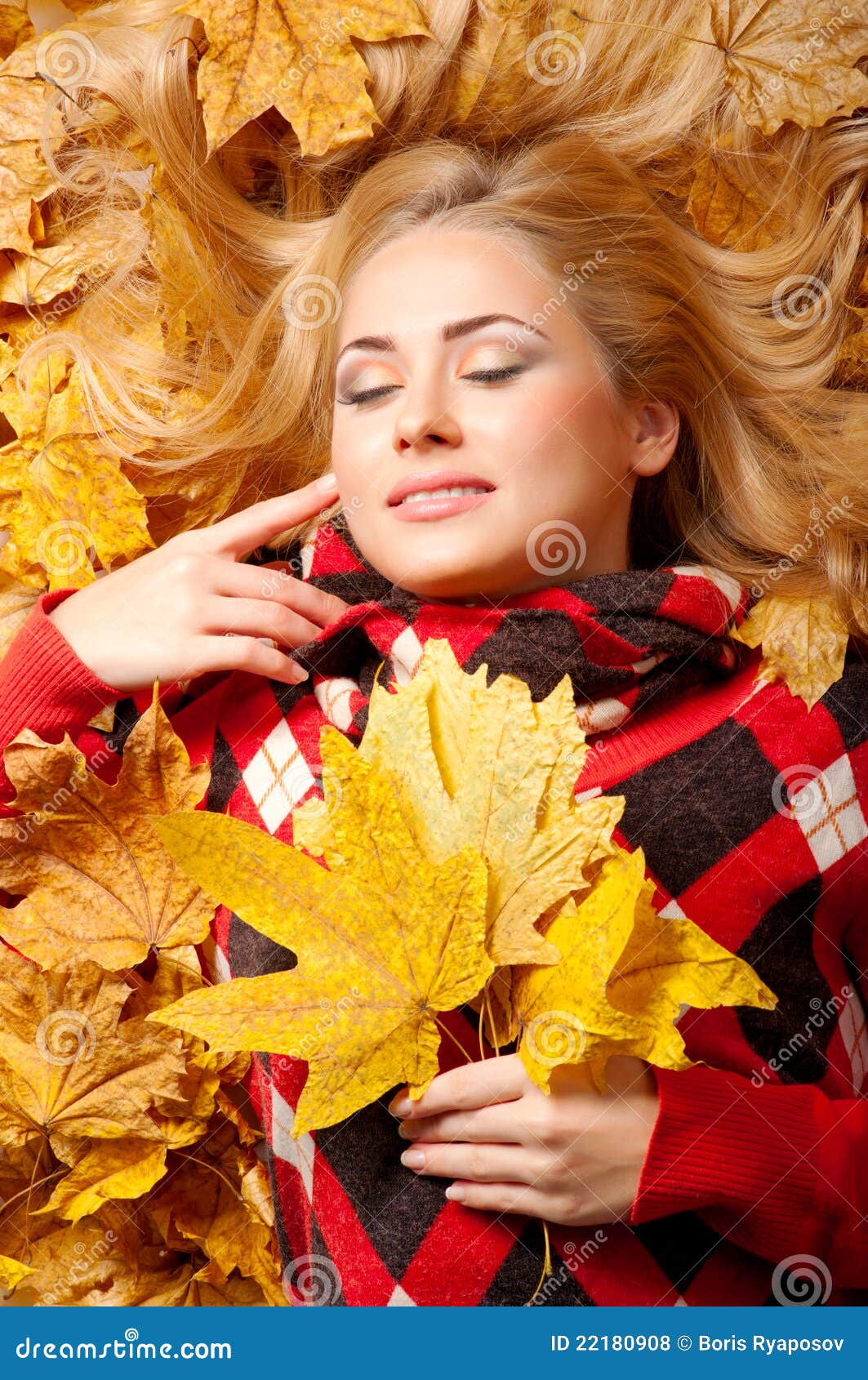 Woman with autumn leaves stock photo. Image of adult - 22180908