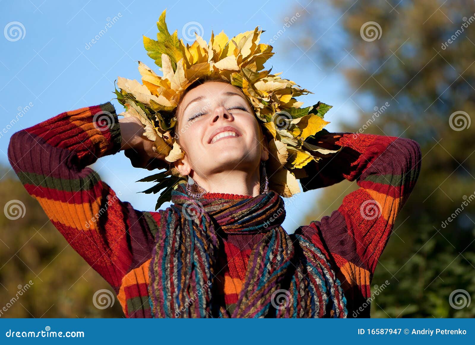Woman with Autumn Wreath on Her Head Stock Image - Image of blonde ...