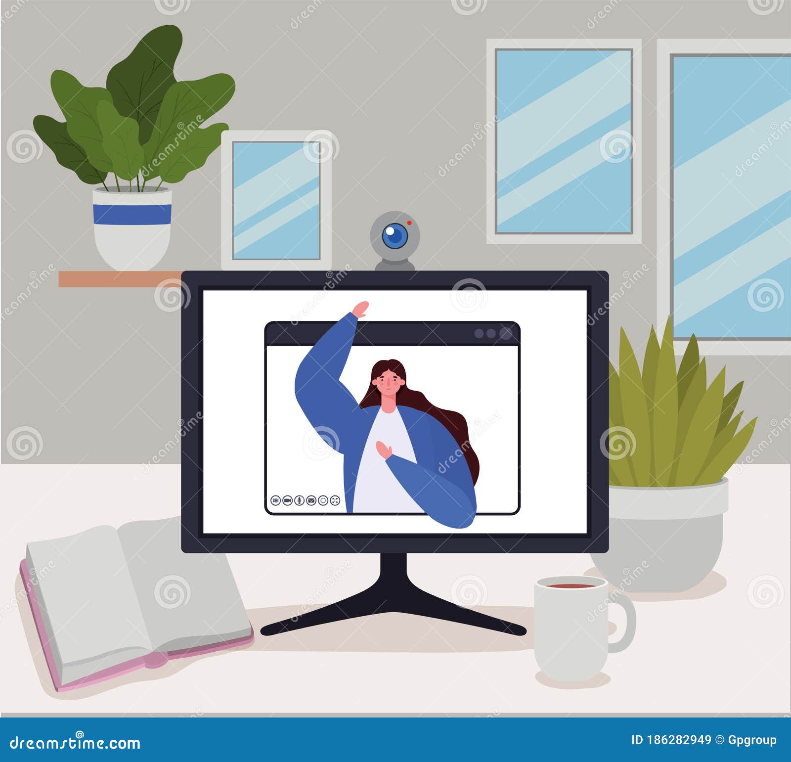 Woman Avatar on Computer in Video Chat Vector Design Stock Vector ...