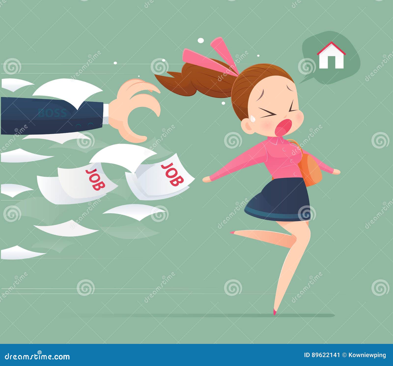 Woman Avoidance from Job, Backlog Stock Illustration - Illustration of ...