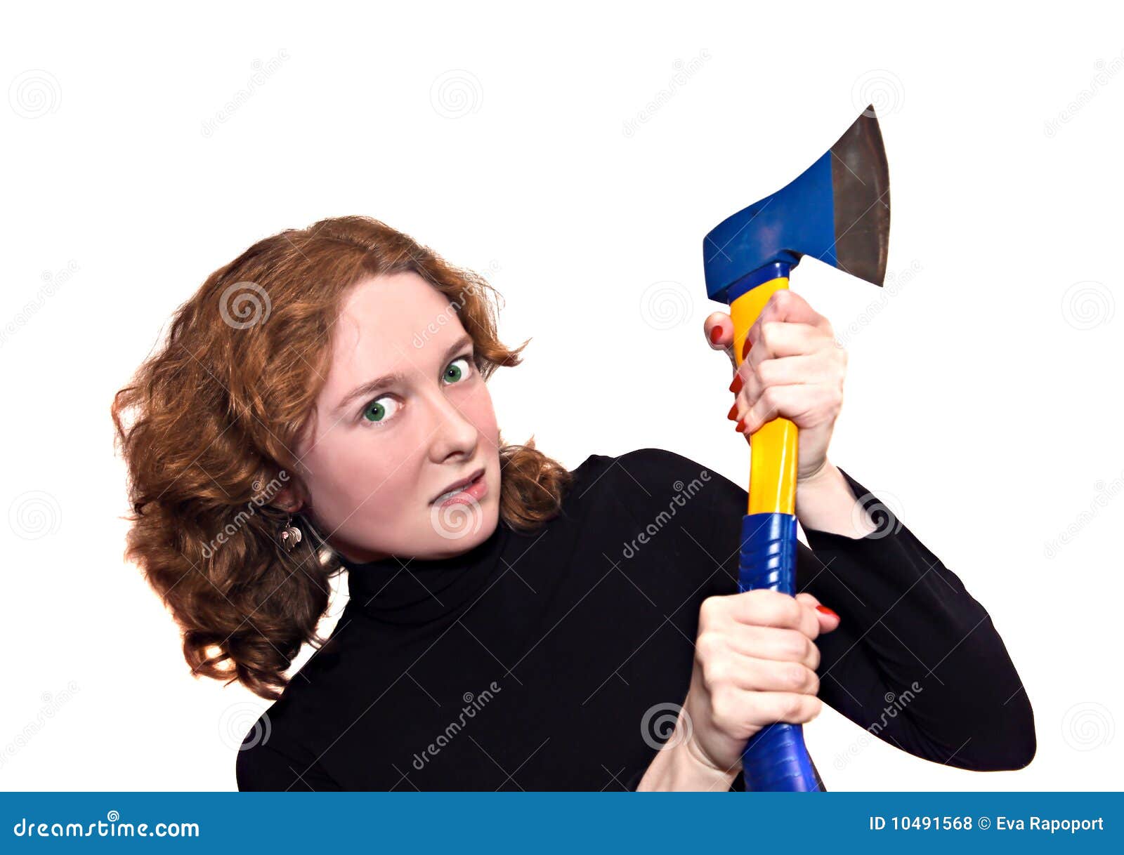 Woman with an axe stock photo. Image of hair, crazy, anger - 10491568
