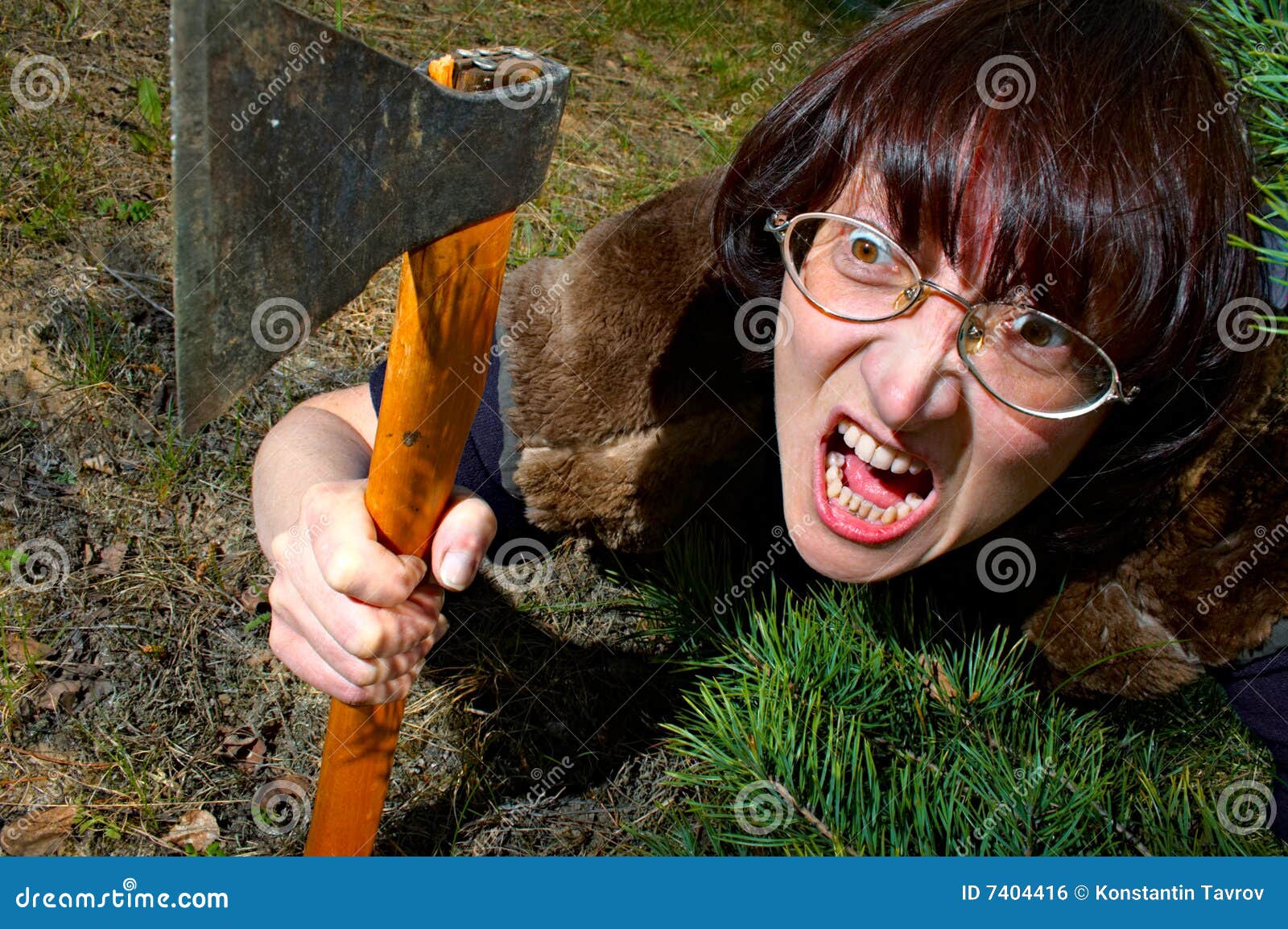 Woman with axe stock photo. Image of looking, behavior - 7404416