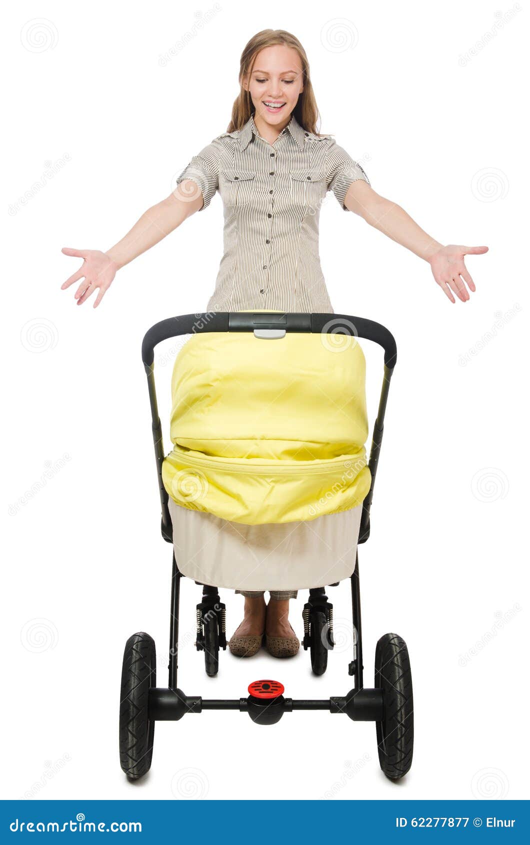 The Woman with Baby and Pram on White Stock Image - Image of parenthood ...