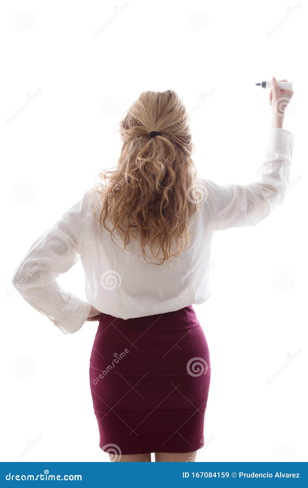 Woman from the Back Writing Stock Image - Image of marker, paint: 167084159