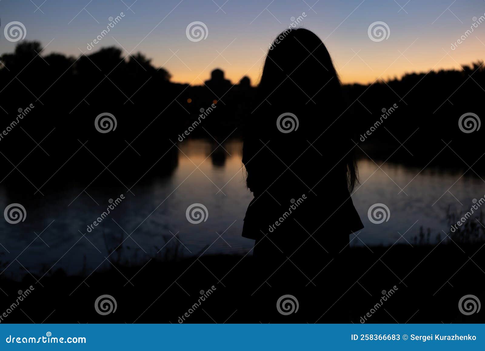 Woman in Backlight at Sunset Stock Image - Image of dark, young: 258366683