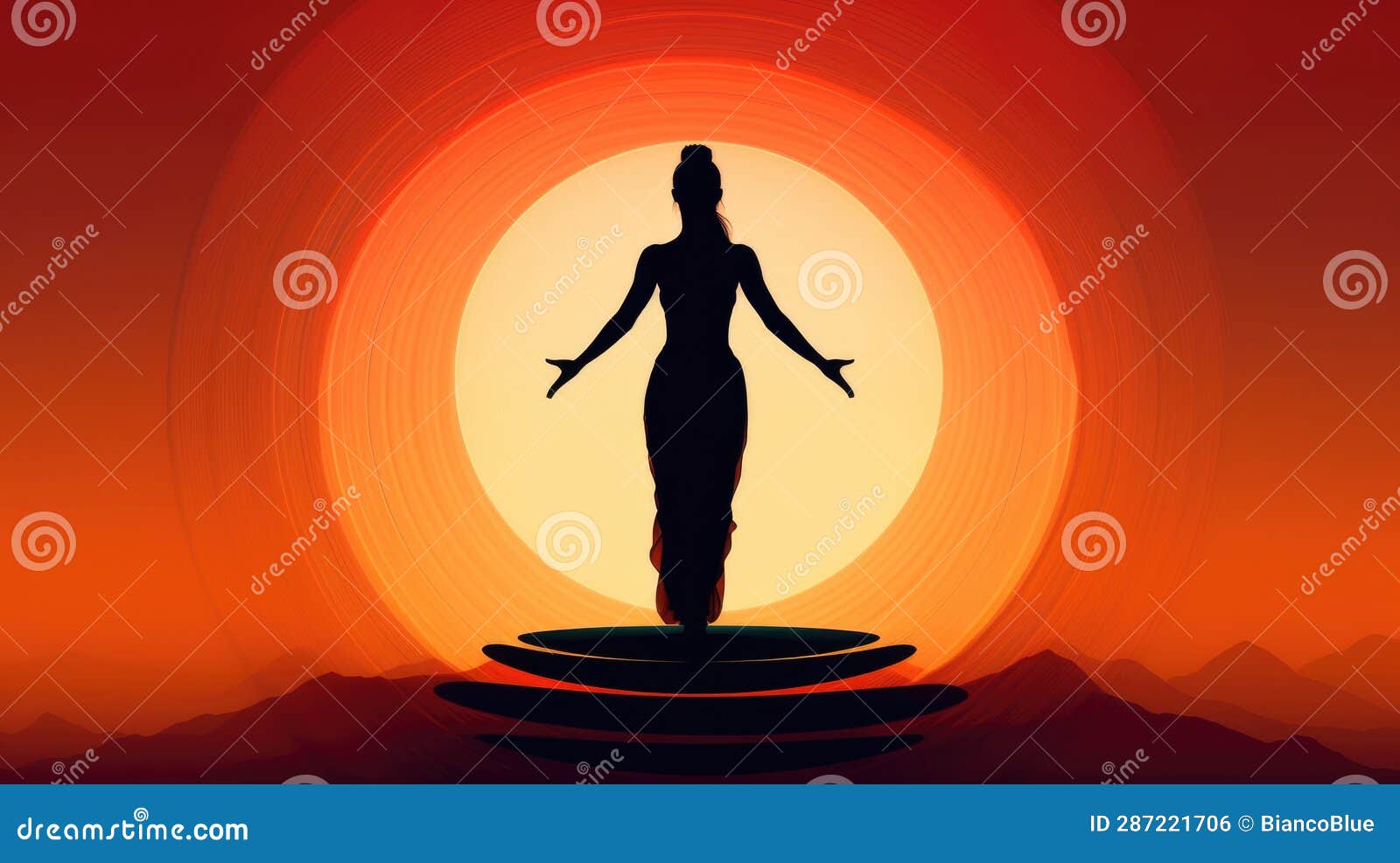 Woman Backlit in Yoga Pose in Solid Color Background. Generative AI ...