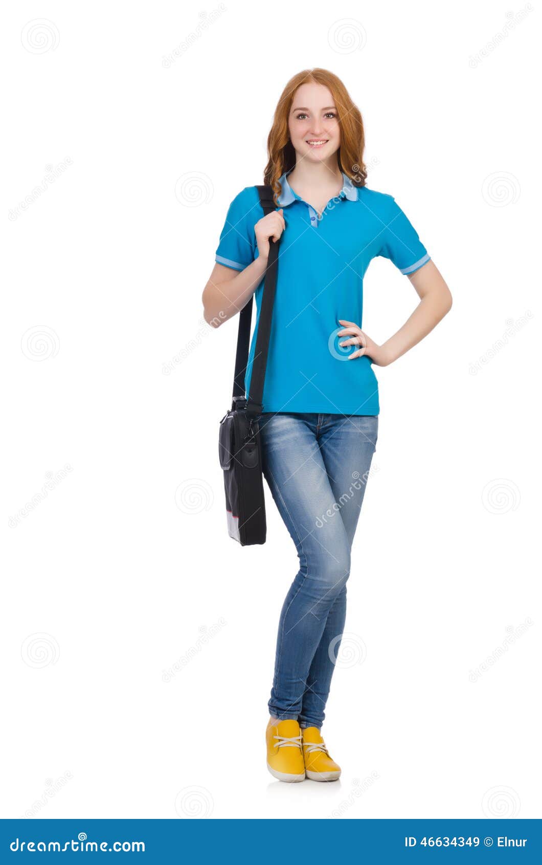 Woman with Backpack Isolated Stock Image - Image of attractive, luggage ...