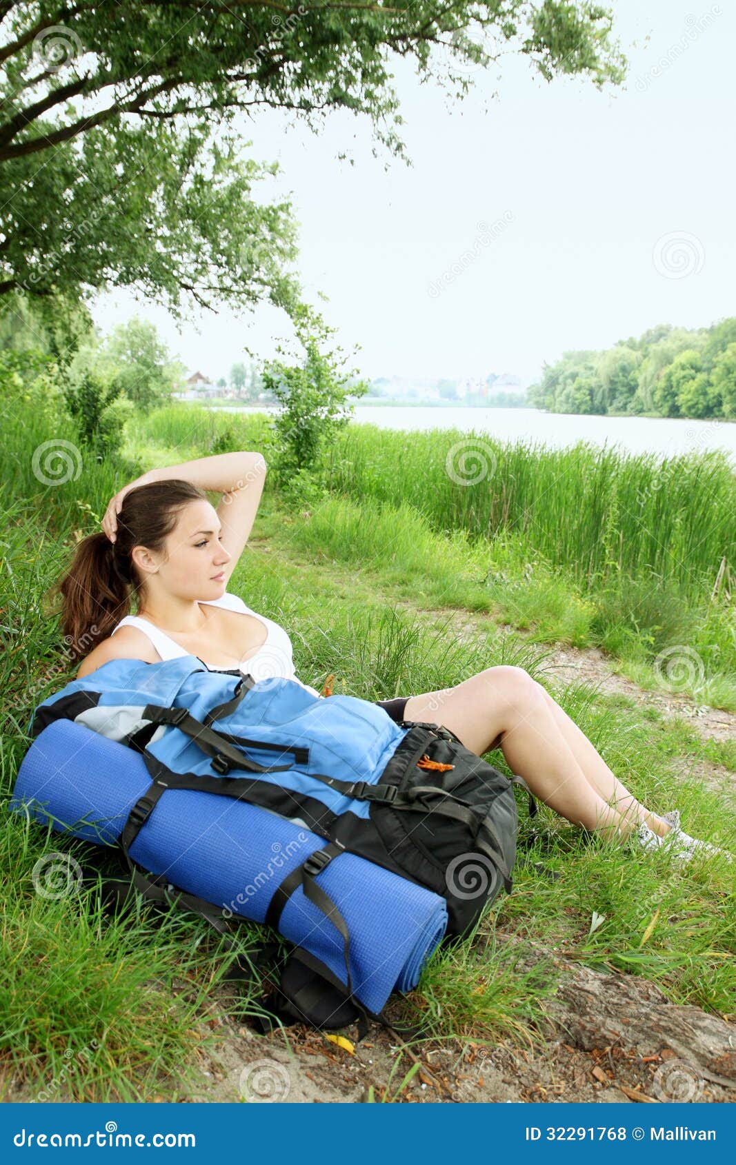 Woman with a backpack stock photo. Image of journey, activity - 32291768