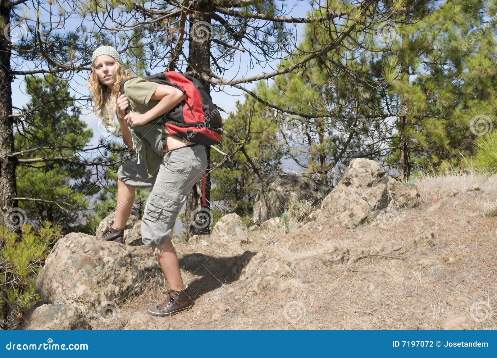 Woman with Backpack Walking Stock Photo - Image of hiker, lake: 7197072