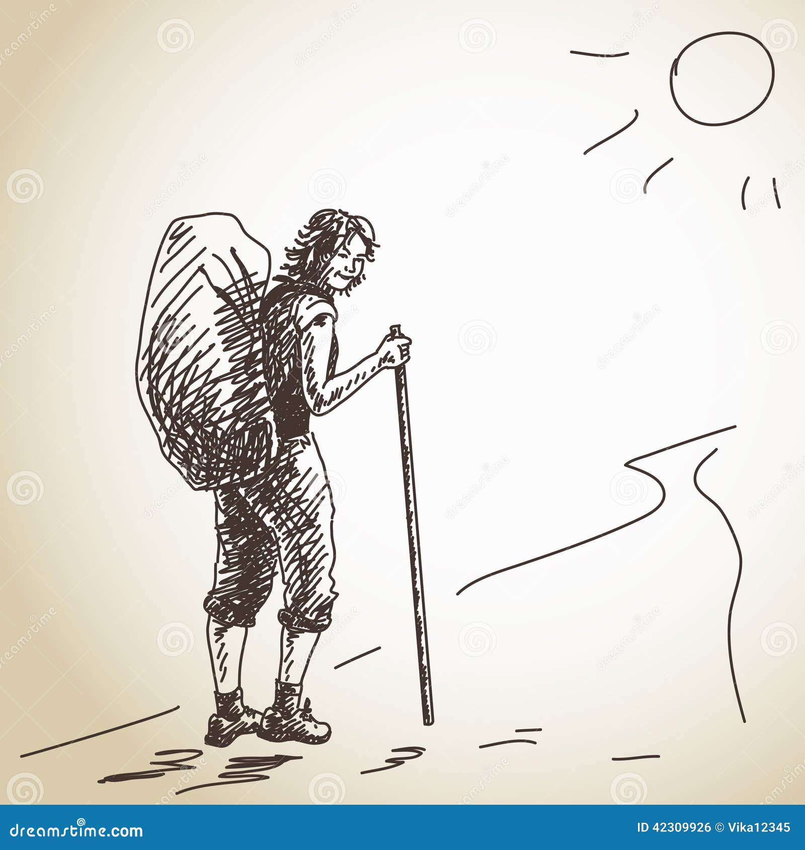 Woman backpacker stock vector. Illustration of sport - 42309926