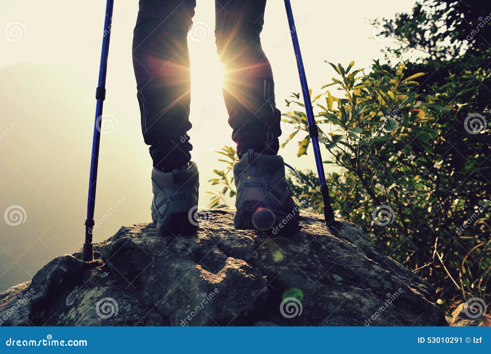 Woman Backpacker Legs Mountain Peak Stock Image - Image of brown, back ...