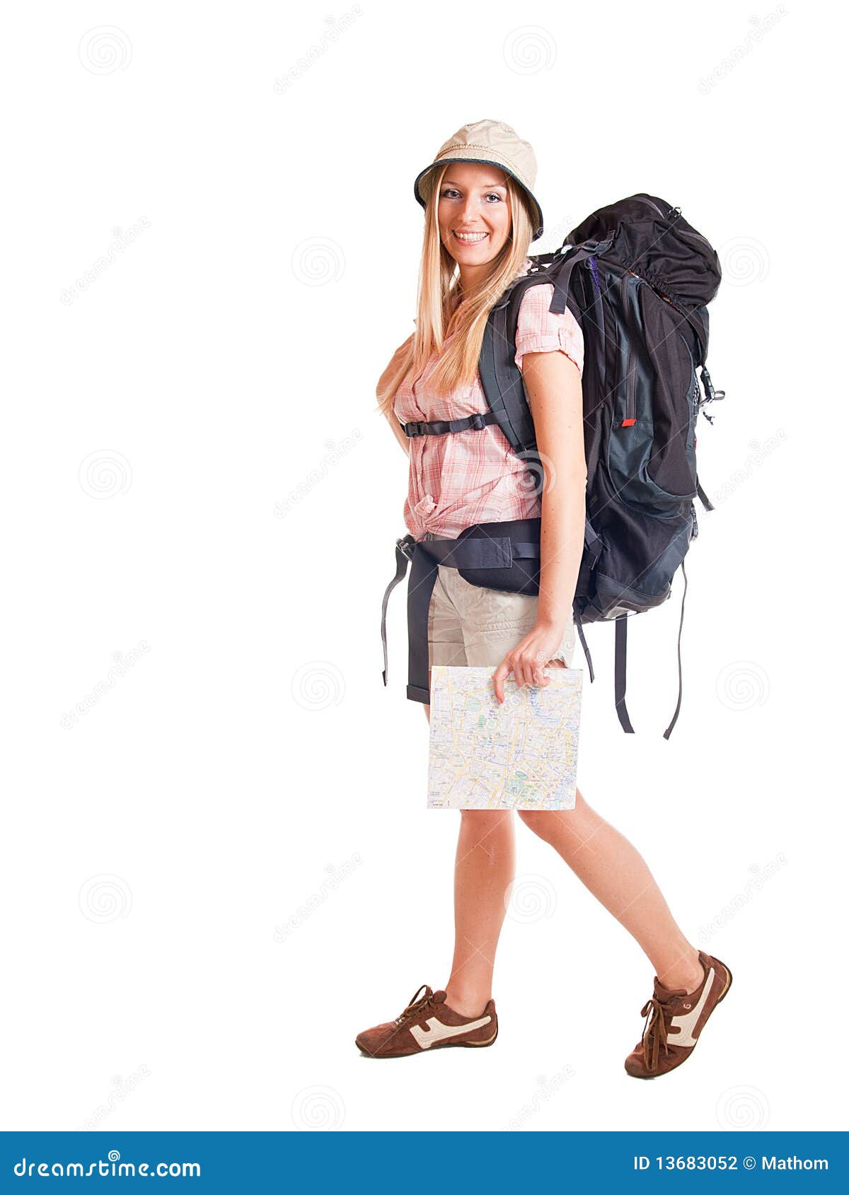 Woman backpacker tourist stock photo. Image of clear - 13683052