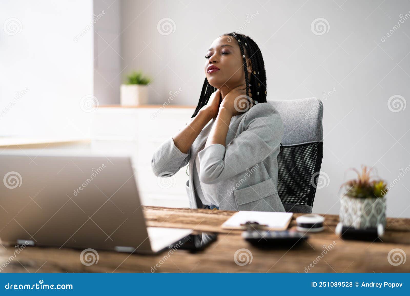 Woman with Bad Posture and Ergonomics Stock Photo - Image of injuries ...
