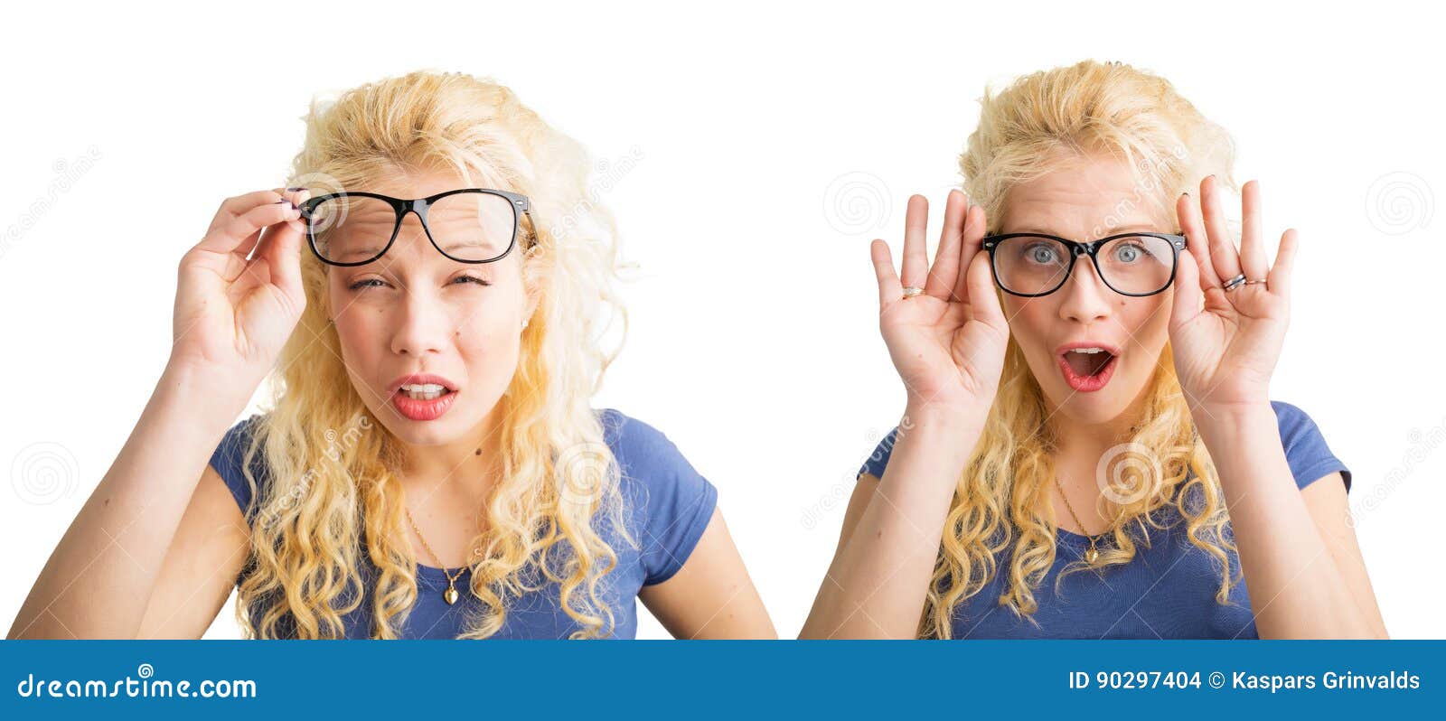 Woman with Bad Vision and with Glasses Stock Photo - Image of eyewear ...