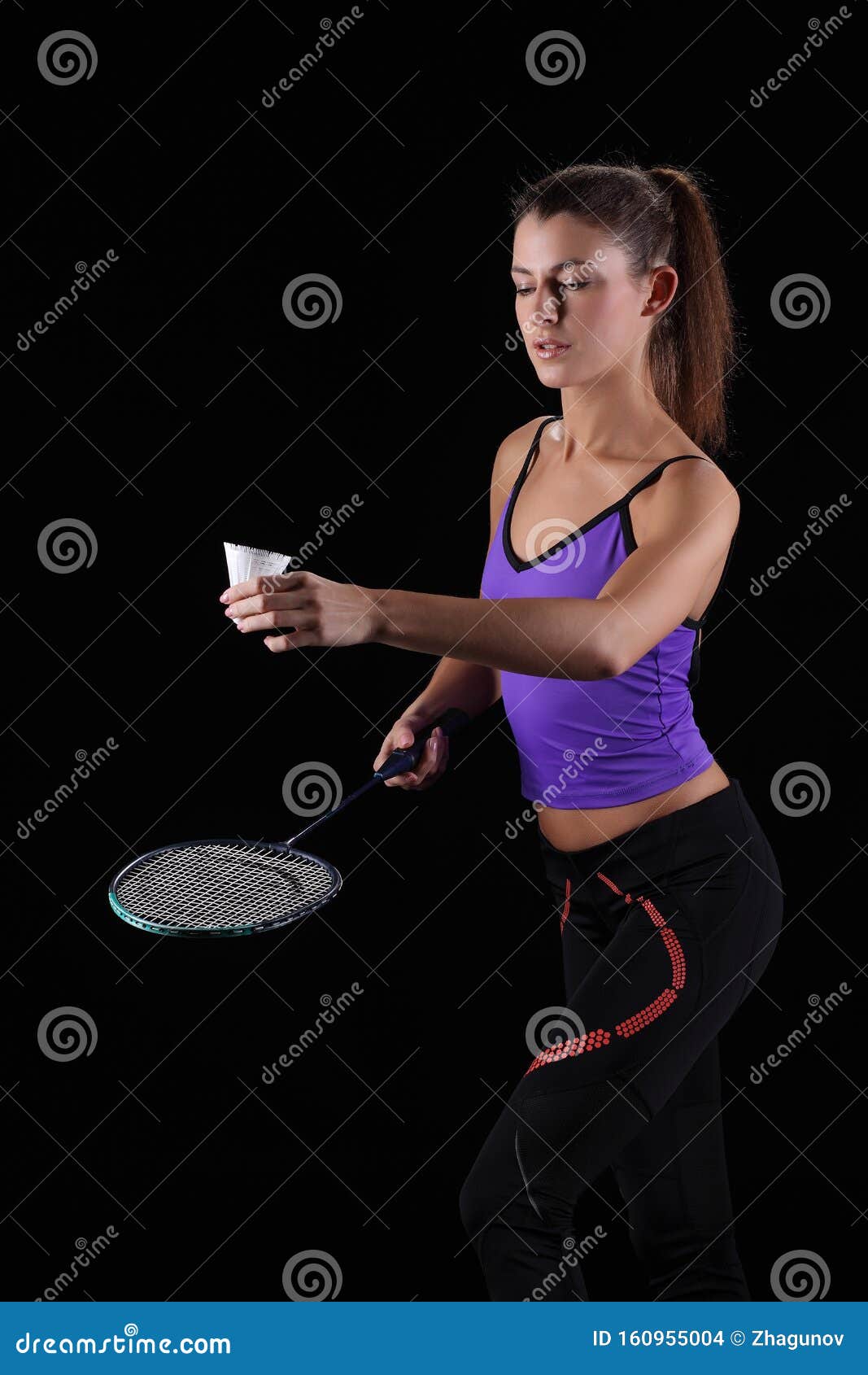 Woman with Badminton Racket Stock Photo - Image of adult, model: 160955004