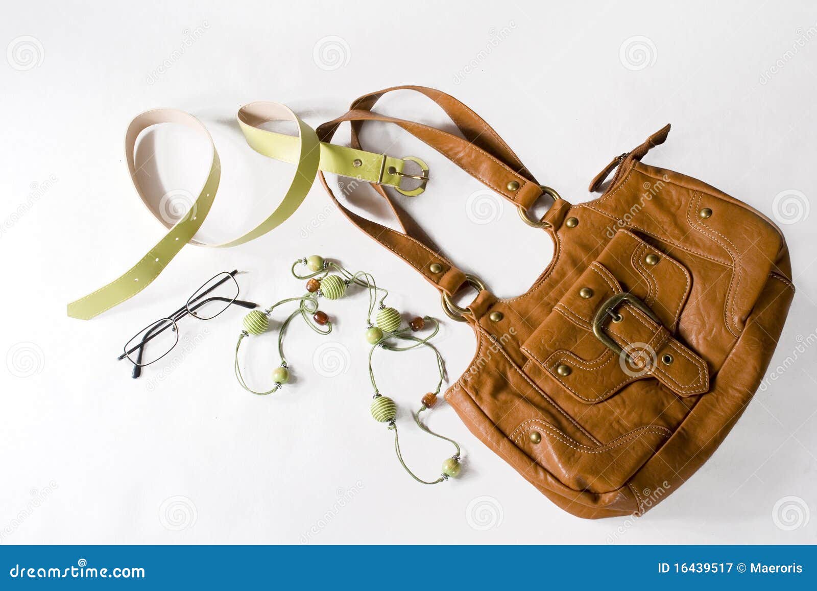 Woman Bag and Other Accessories Stock Image - Image of belt, white ...